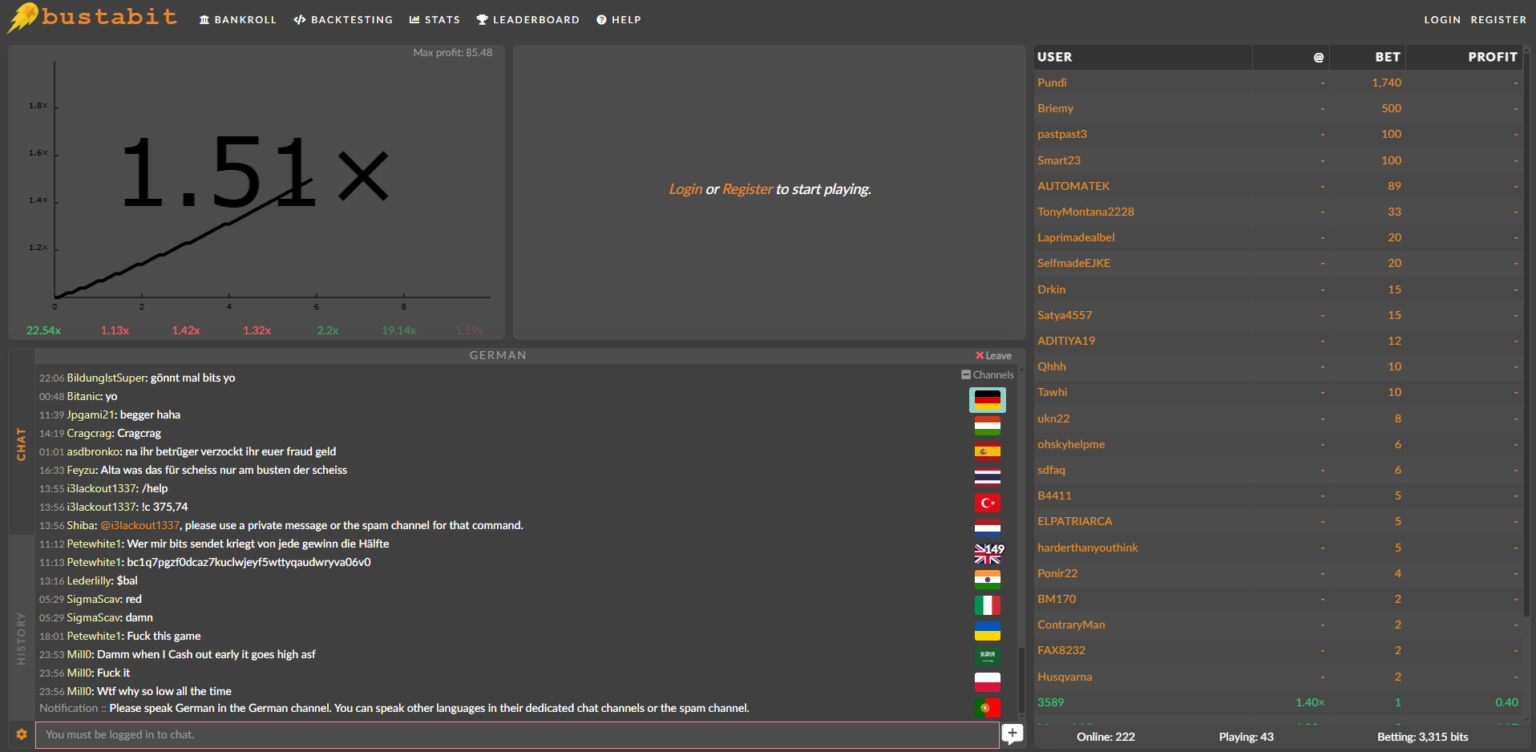 Bustabit Games: Play Bitcoin Crash Game