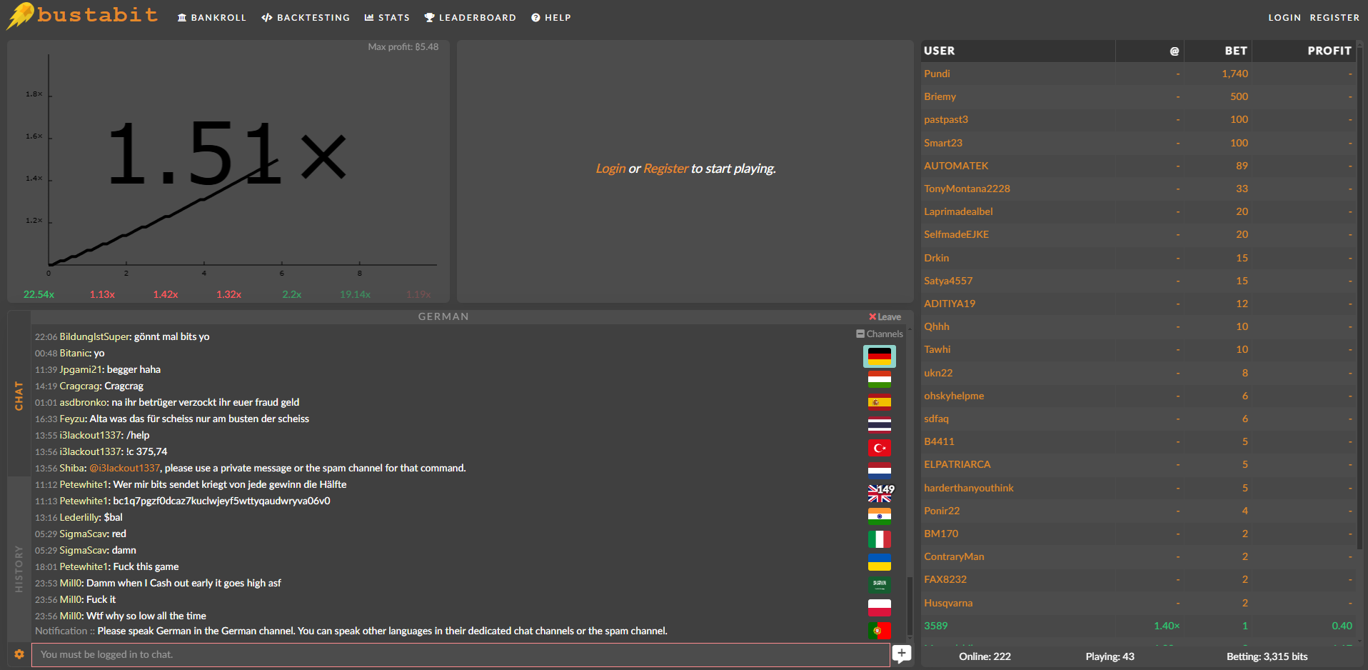 Bustabit Games: Play Bitcoin Crash Game